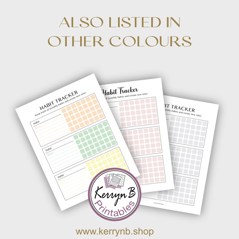 Habit Tracker Printable A4 & Letter Tricolour to Keep Track of Good ...
