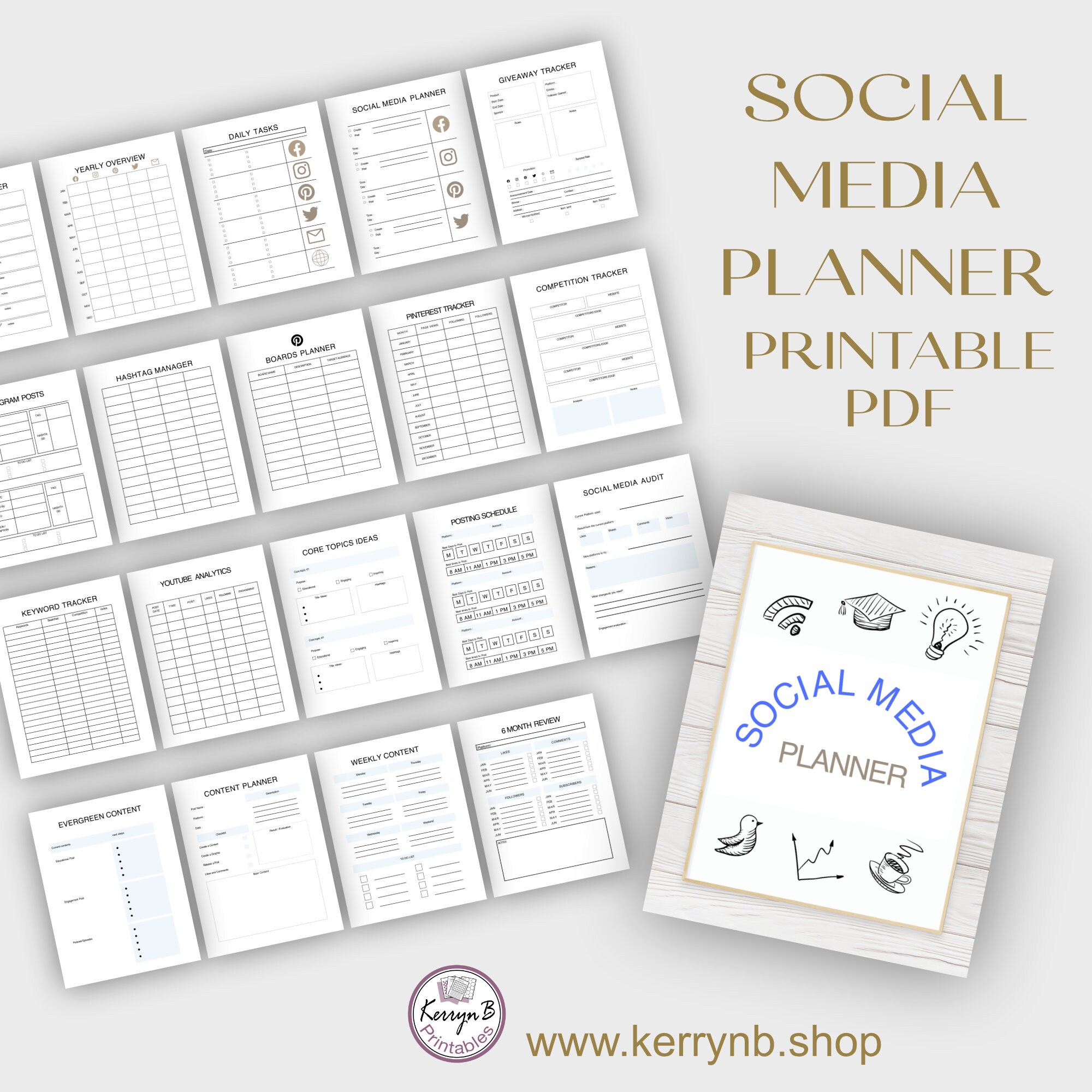 Social Media Printable Planner, Marketing Tracker, A4 A5 & Letter - Etsy