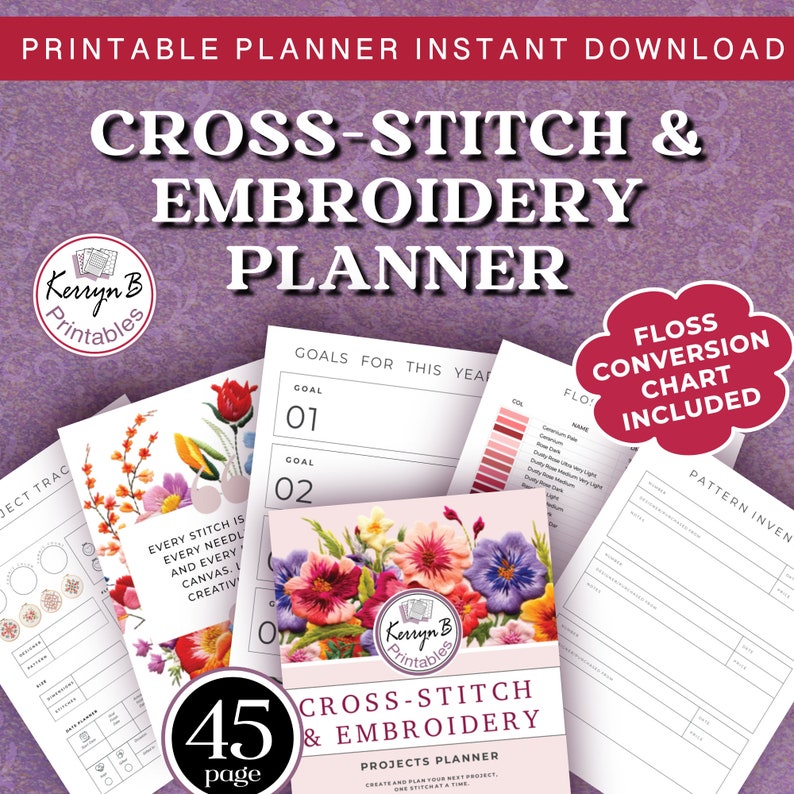 Cross Stitch and Embroidery Project Planner With 18 Page Floss Colour ...