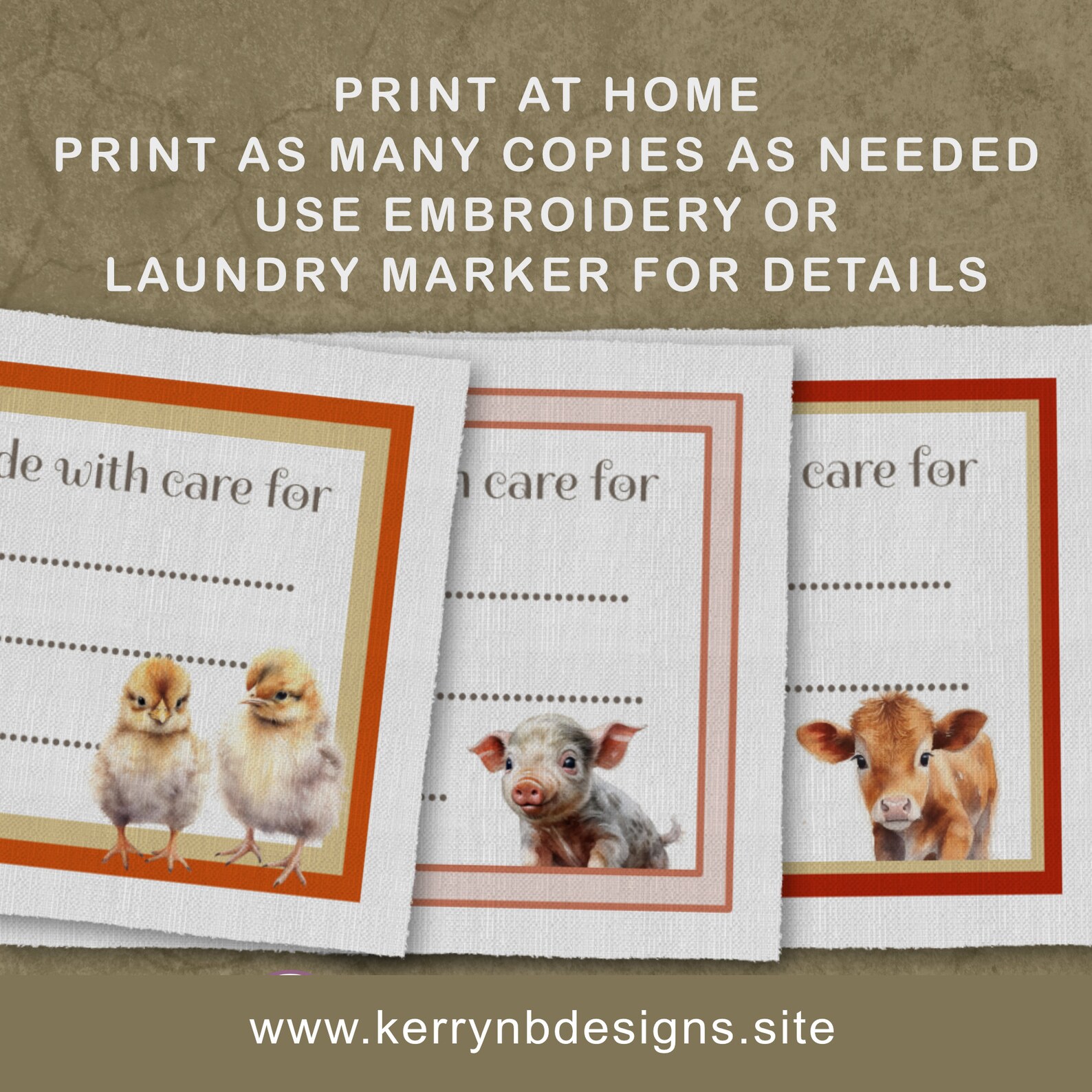 Printable Quilt Labels FARMYARD 4 to Letter Size Sheet to Print at Home ...