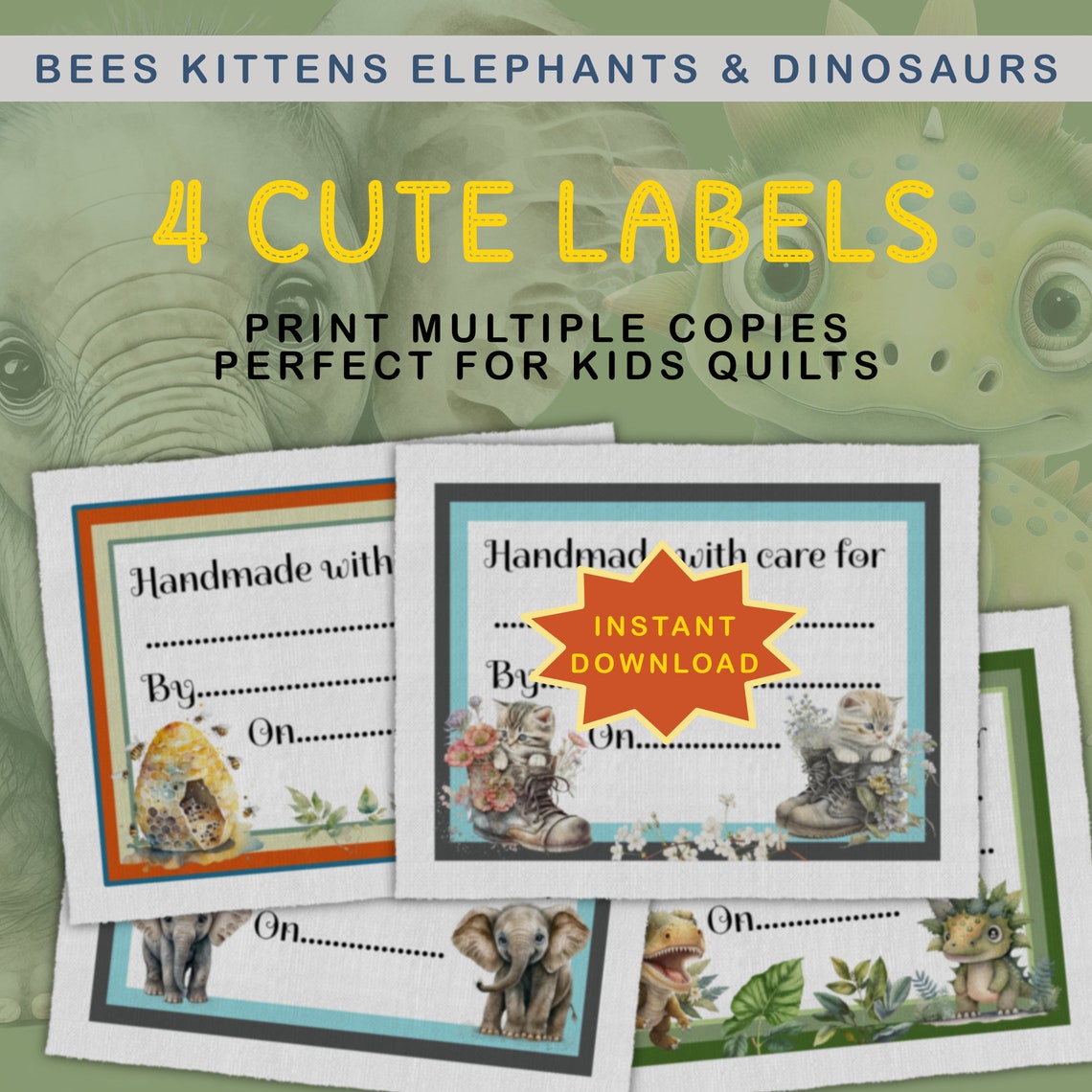 Cute Quilt Labels Printable 4 to Page Letter Size to Print at Home Onto ...