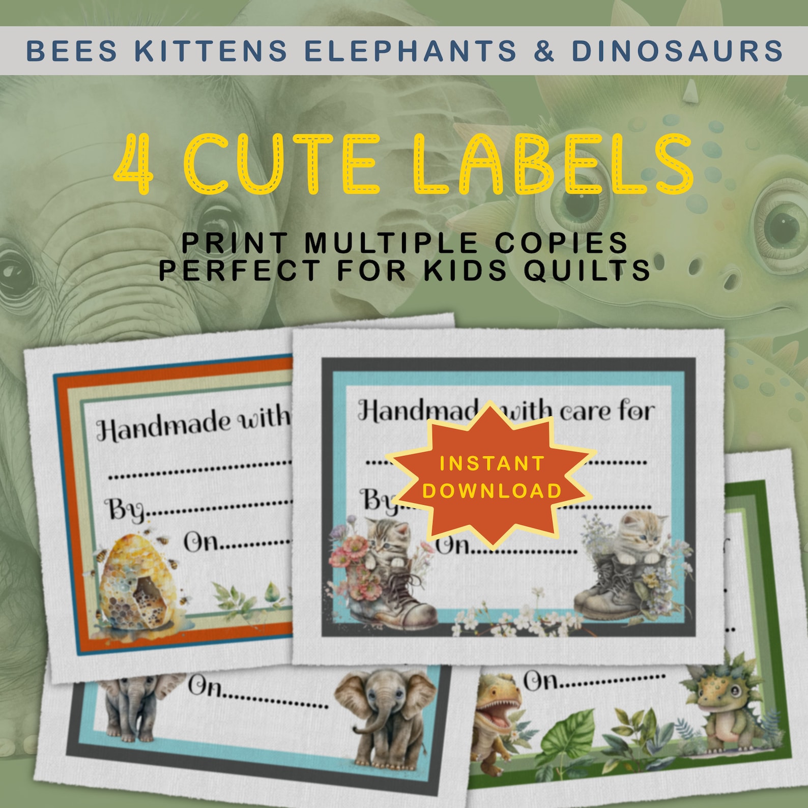 Cute Quilt Labels Printable 4 to Page Letter Size to Print at Home Onto ...