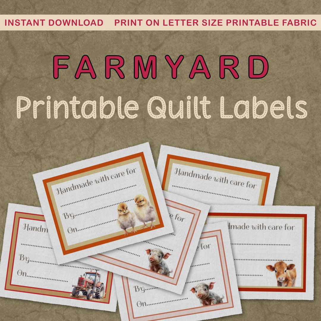 Printable Quilt Labels FARMYARD 4 to Letter Size Sheet to Print at Home ...