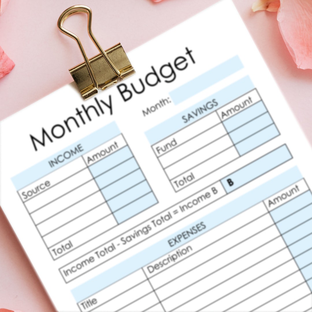 Blue Monthly Budget A4 Printable. Instant Download PDF Planner Page - Etsy