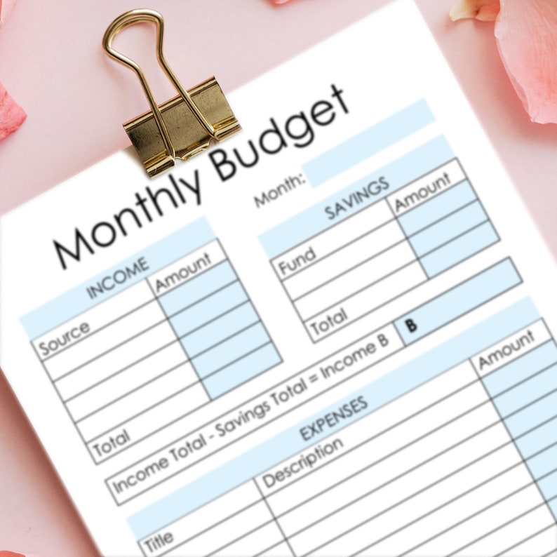 Blue Monthly Budget A4 Printable. Instant Download PDF Planner Page - Etsy