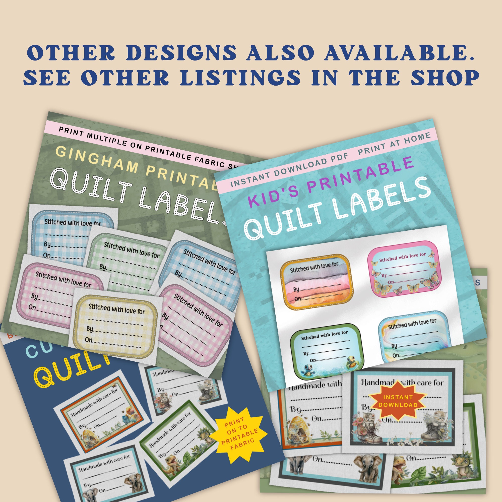 Printable Quilt Labels FARMYARD 4 to Letter Size Sheet to Print at Home ...