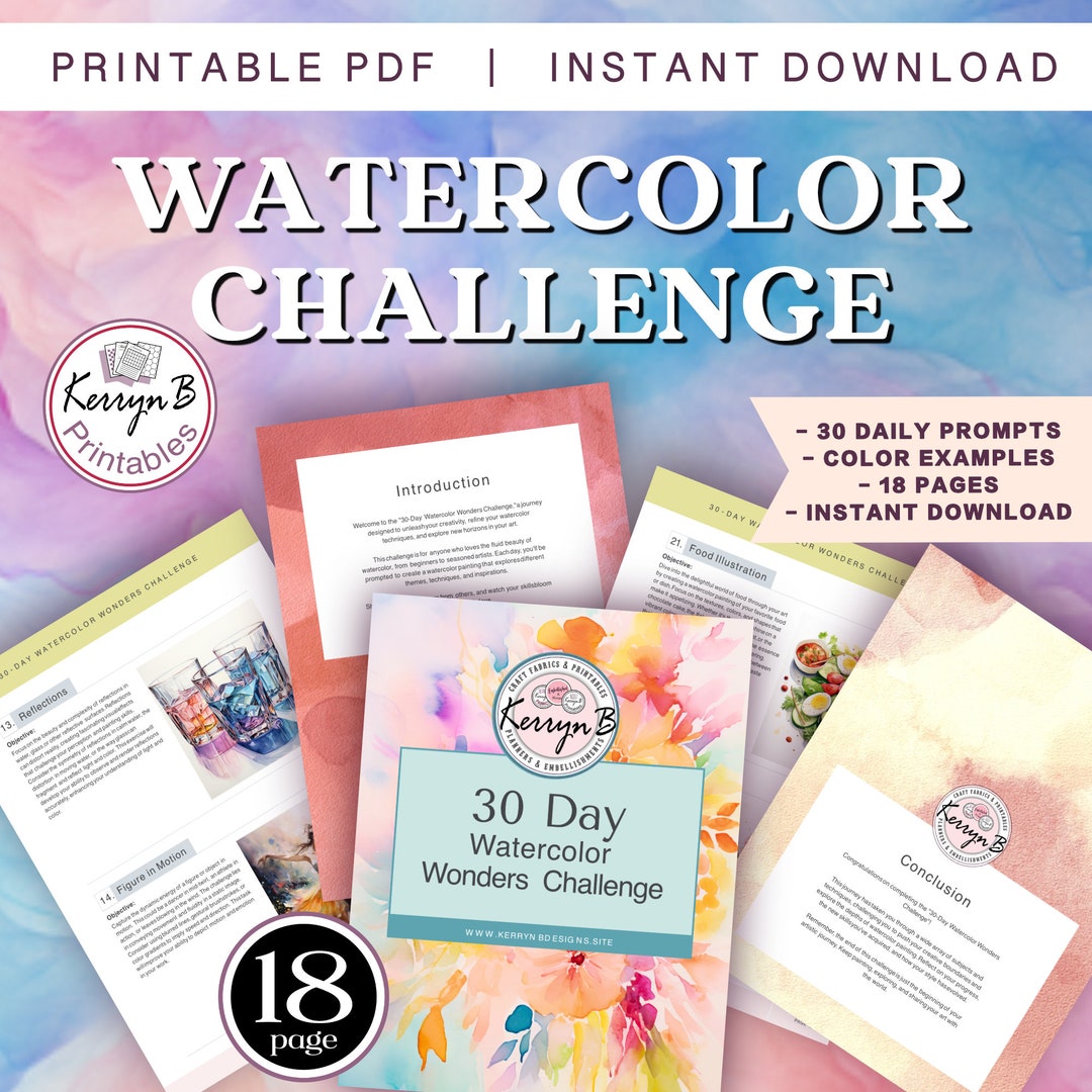 30 Day Watercolor Art Challenge Printable PDF Guide - Etsy