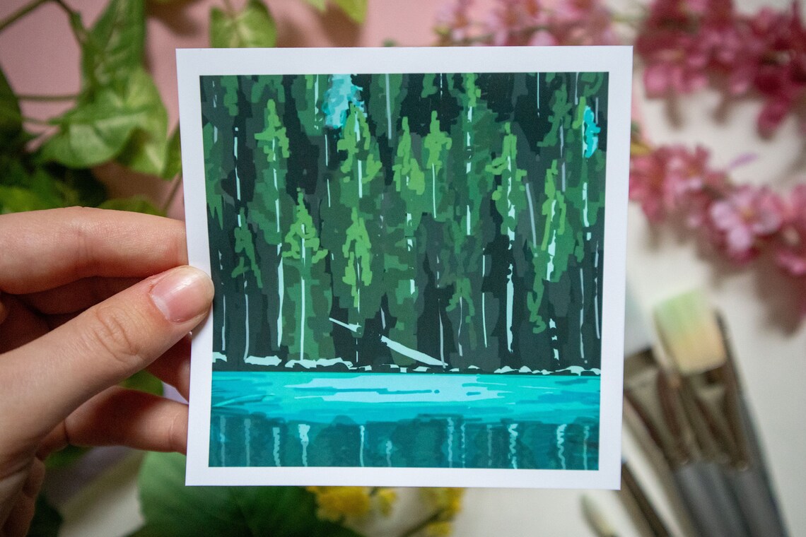 Mystical Blue Pine Forest Painting: Beautiful Fine Art Print | Matte ...