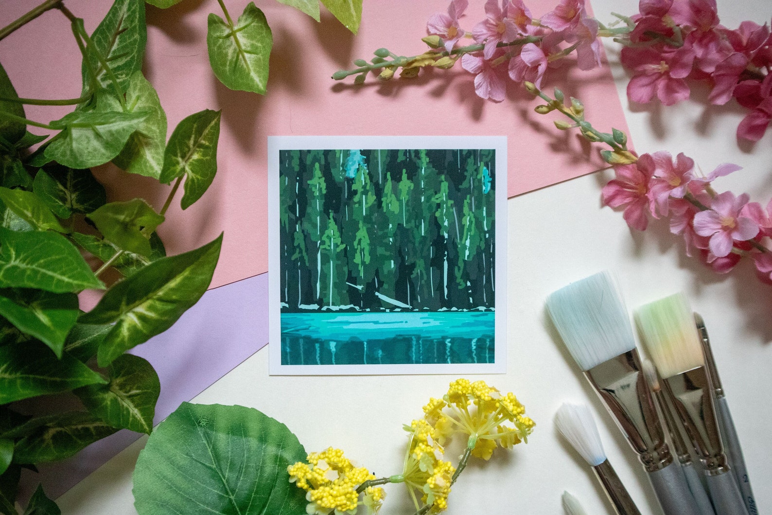 Mystical Blue Pine Forest Painting: Beautiful Fine Art Print | Matte ...