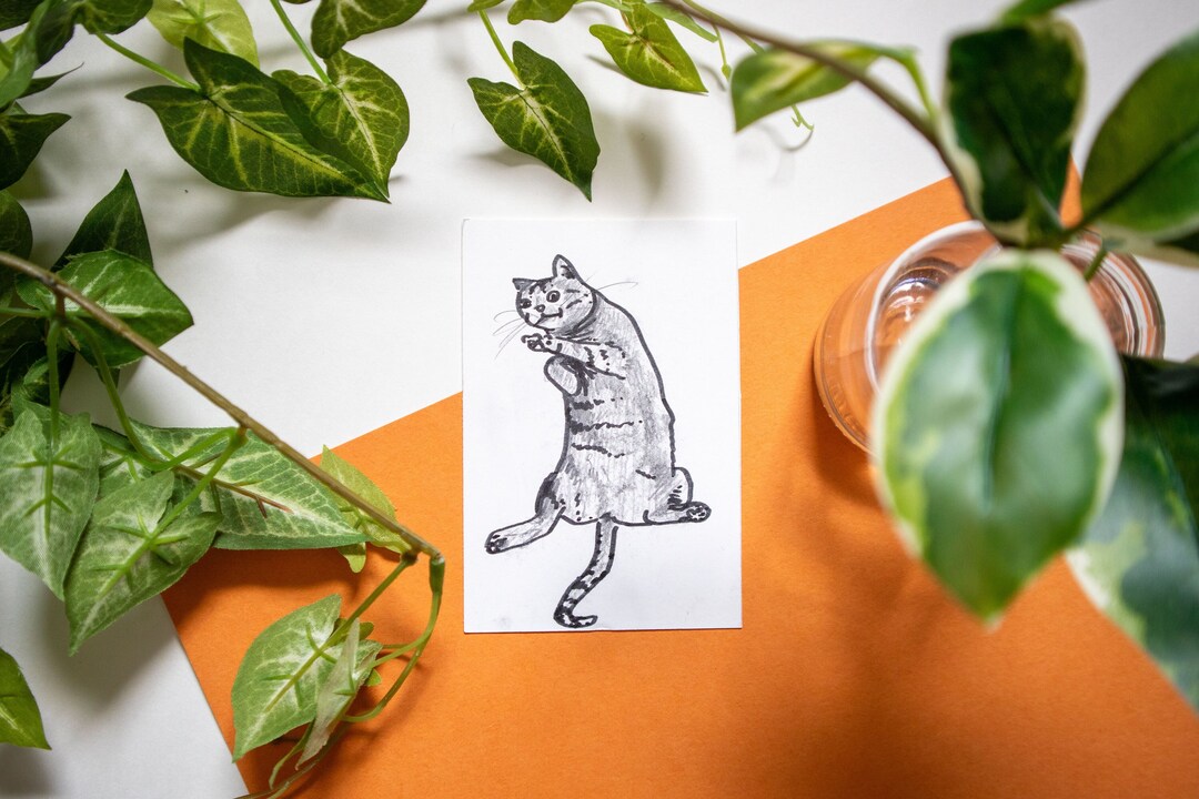 Mini Hand Drawn Cat Portrait: Gerald | Pencil + Marker | Gift for Cat ...
