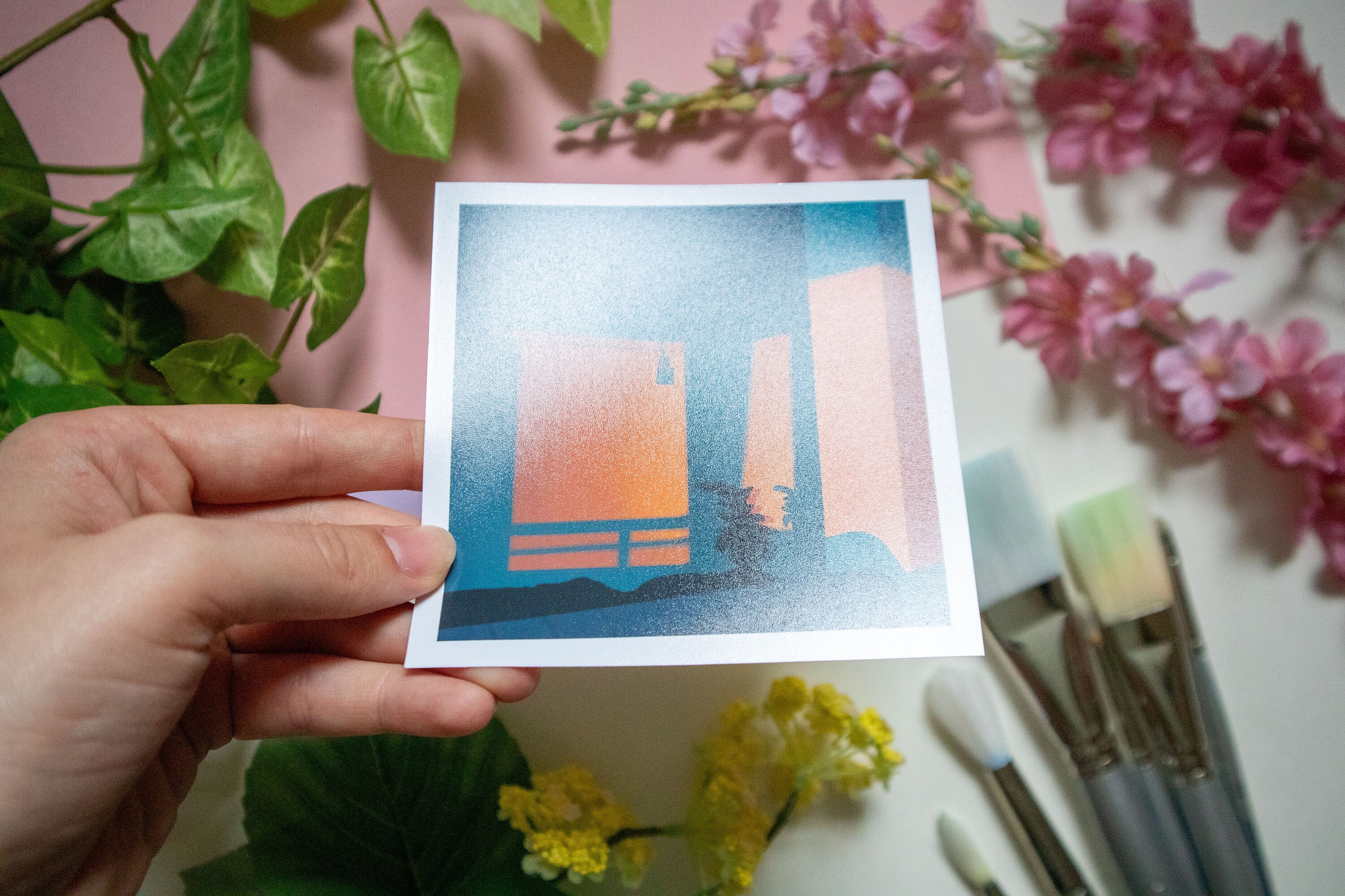 Liminal Space Apartment Sunset Painting: Beautiful Fine Art Print ...