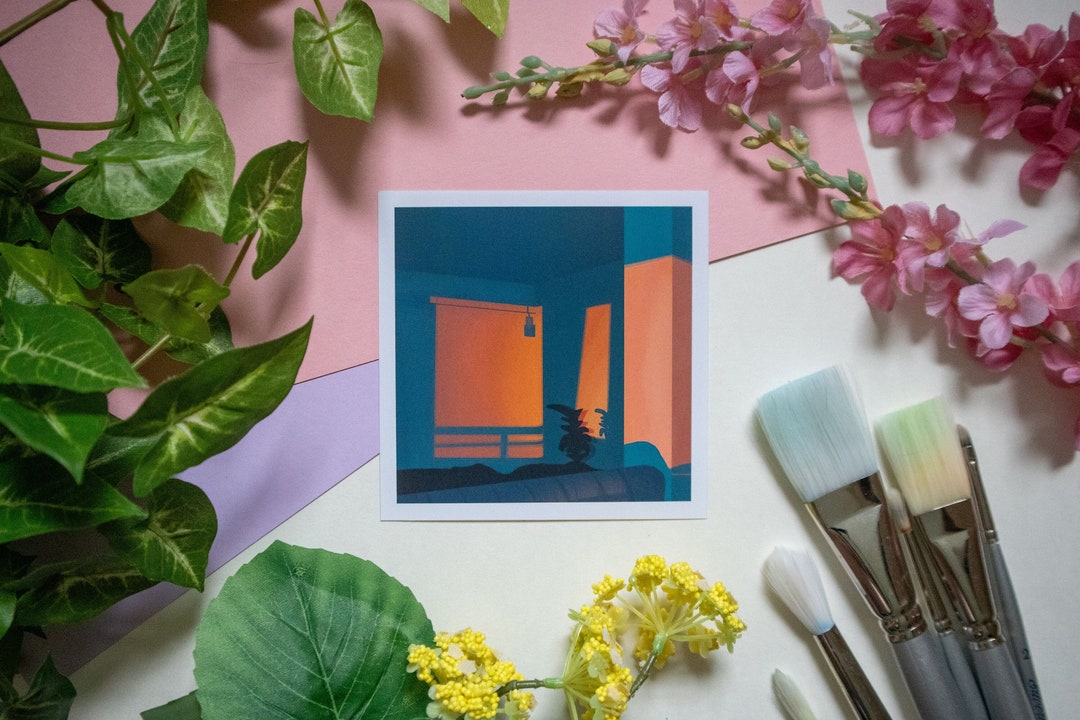 Liminal Space Apartment Sunset Painting: Beautiful Fine Art Print ...