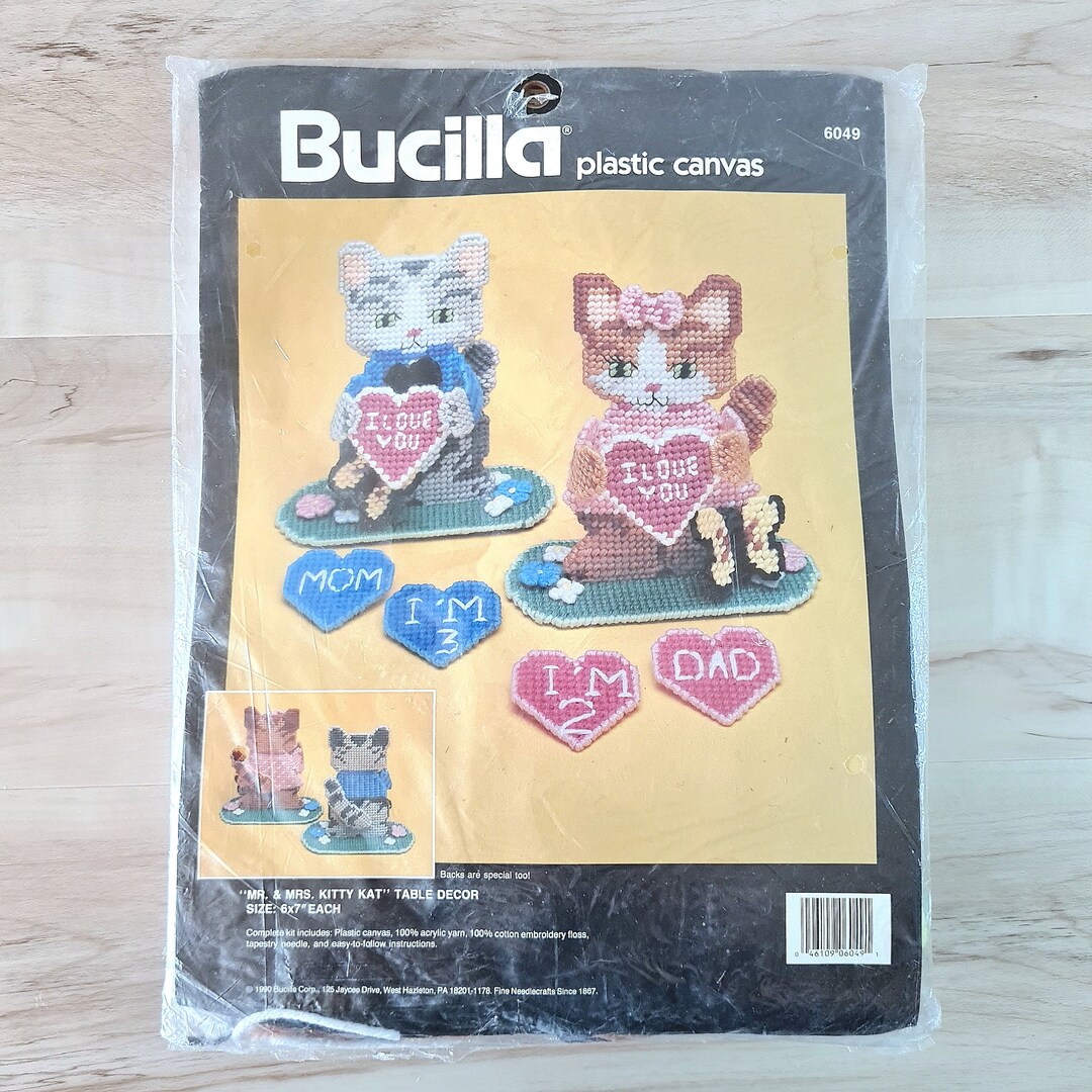 Bucilla Mr. & Mrs. Kitty Kat Table Decor Plastic Canvas Kit - Etsy
