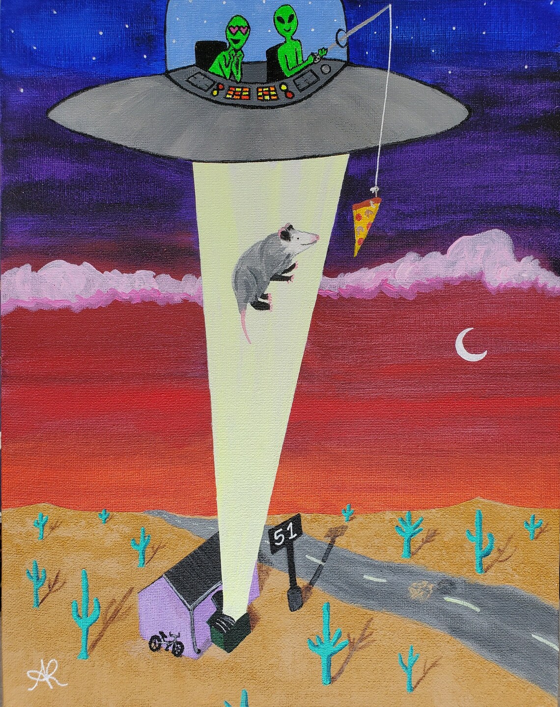Independence Day, Opossum Aliens Pizza, 11x14 Art Print, Gloss - Etsy