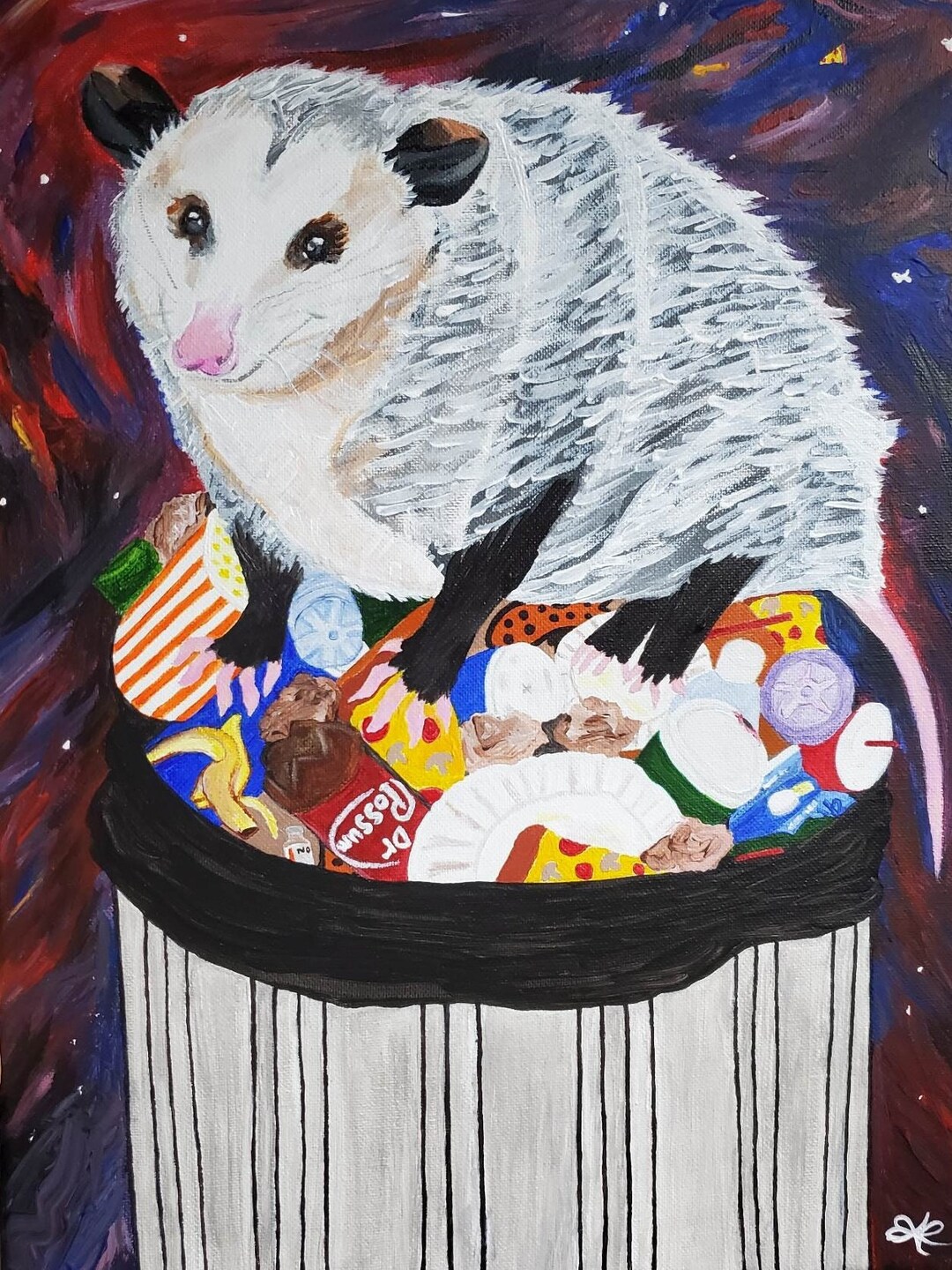 Trashy Retrograde, Trash Opossum in Space, 9x12 Art Print, Gloss - Etsy