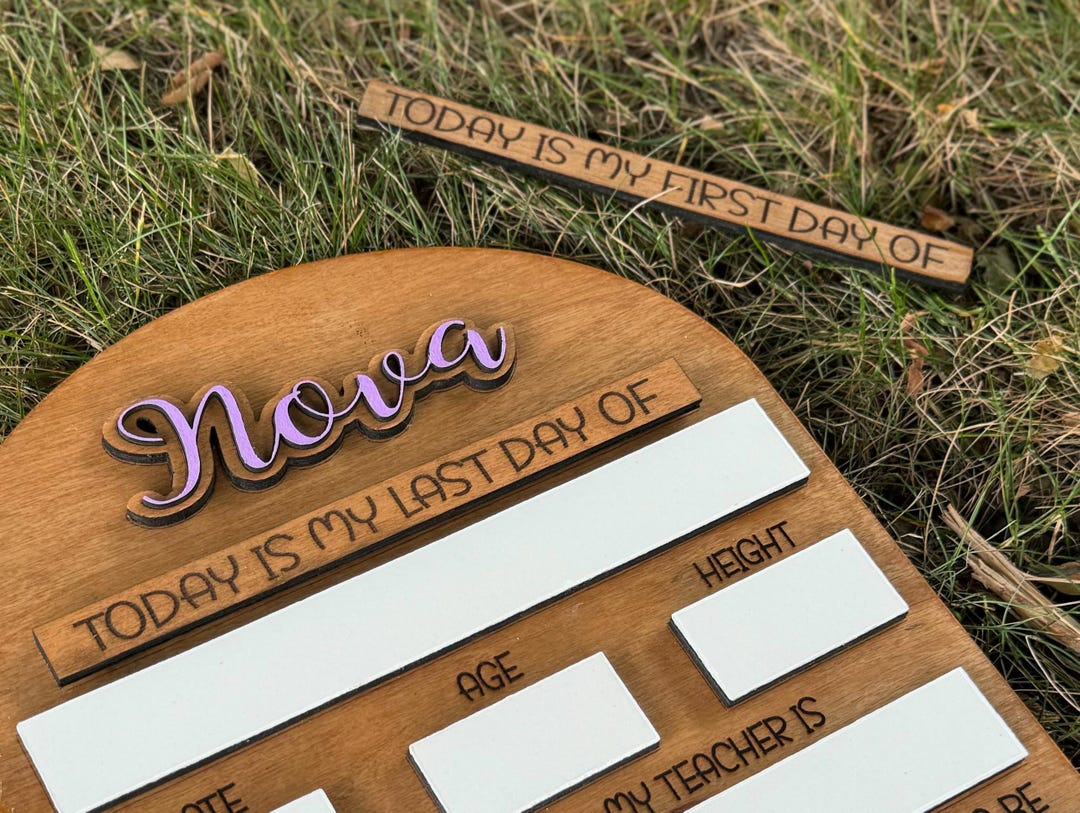 Personalized First/last Day of School Sign: Laser Engraved Wooden Photo ...