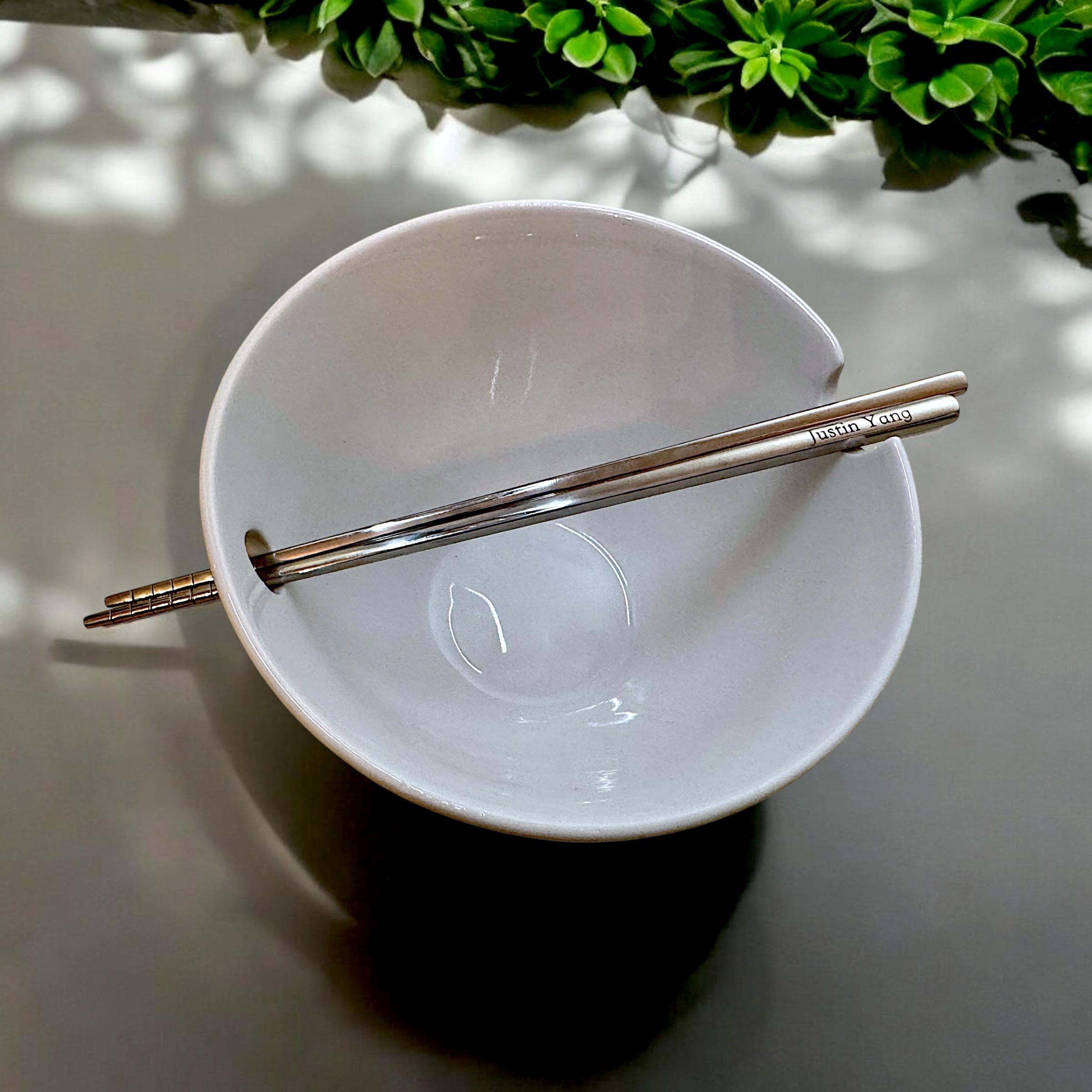 Personalized Chopsticks Set: Engraved Stainless Steel, Bamboo Board ...