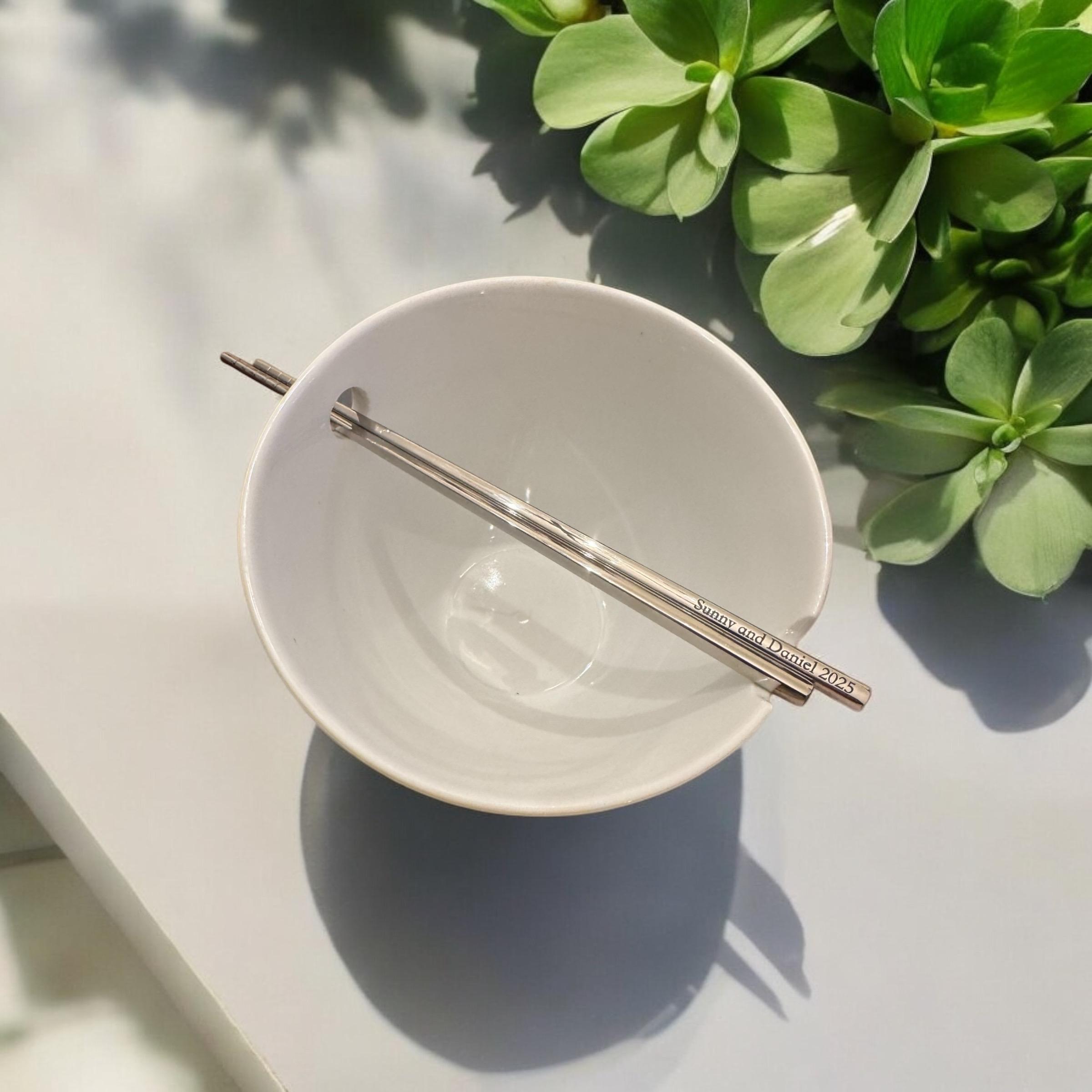 Personalized Chopsticks Set: Engraved Stainless Steel, Bamboo Board ...