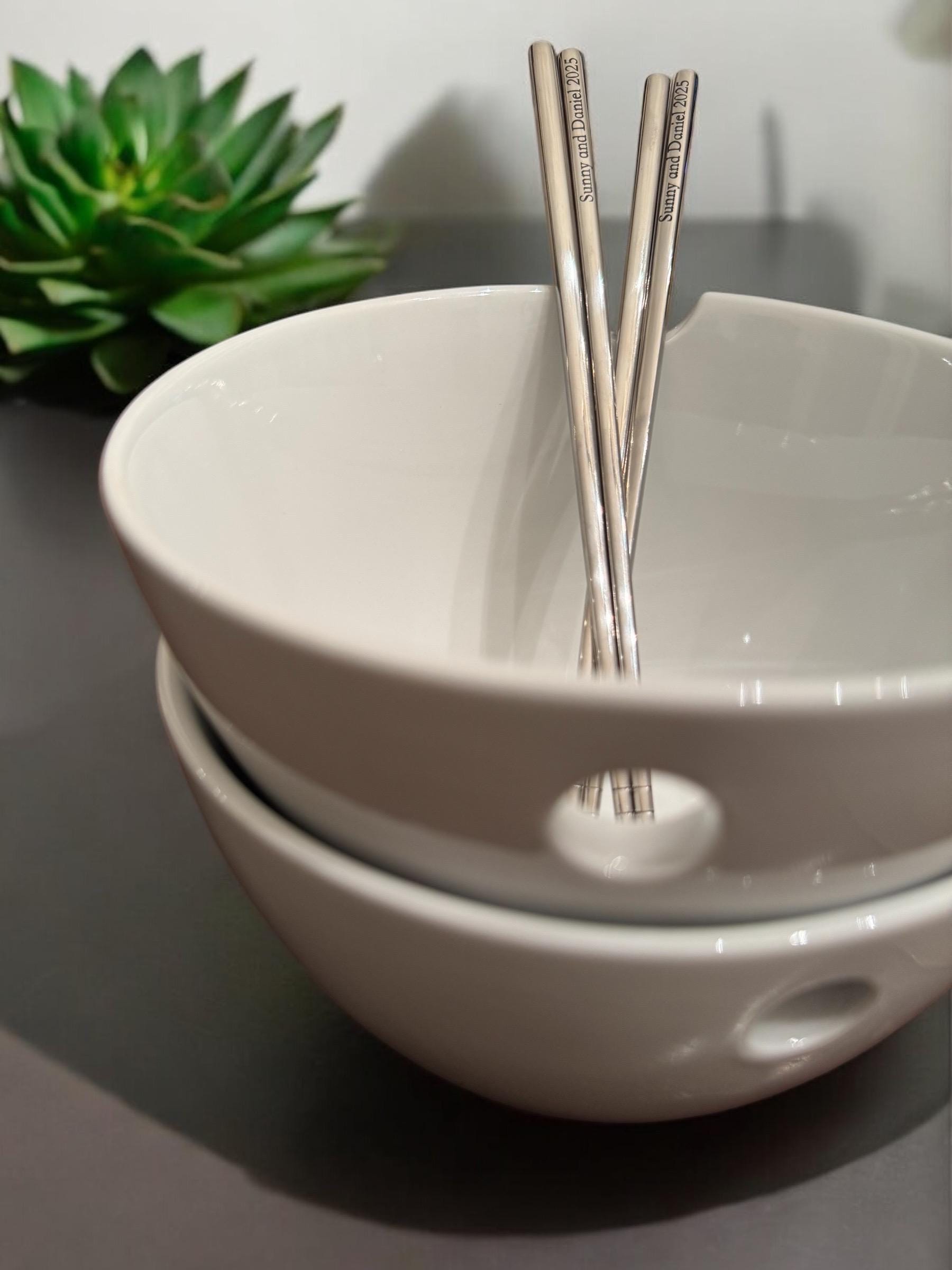 Personalized Chopsticks Set: Engraved Stainless Steel, Bamboo Board ...