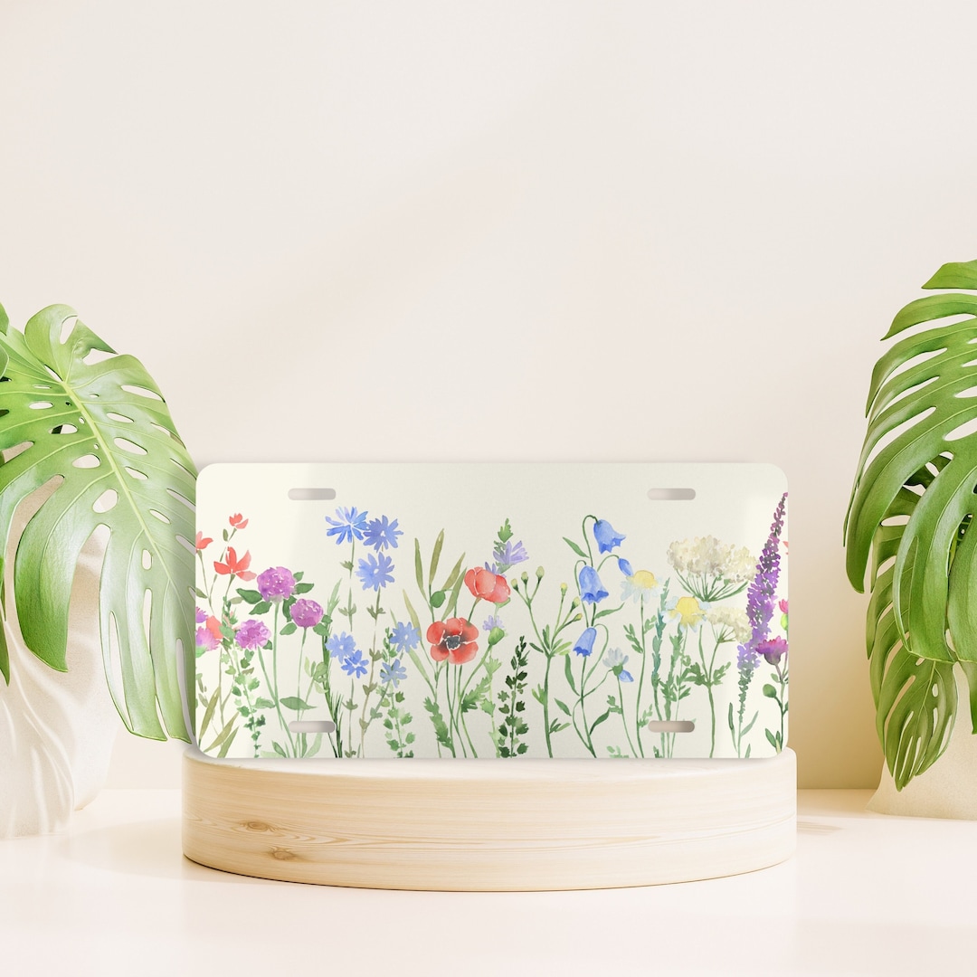 Wildflower License Plate, Cute Floral License Plate, Cute Car Accessory ...