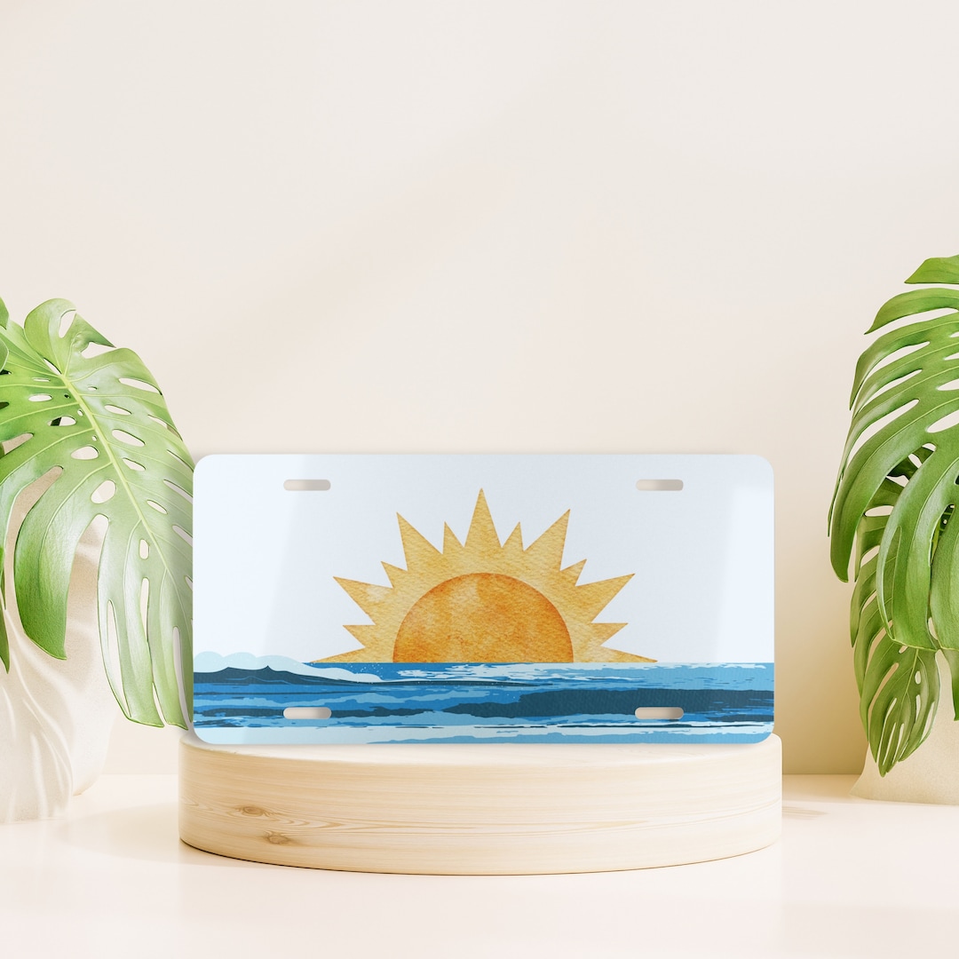 Sunshine License Plate, Watercolor License Plate, Sunset License Plate ...