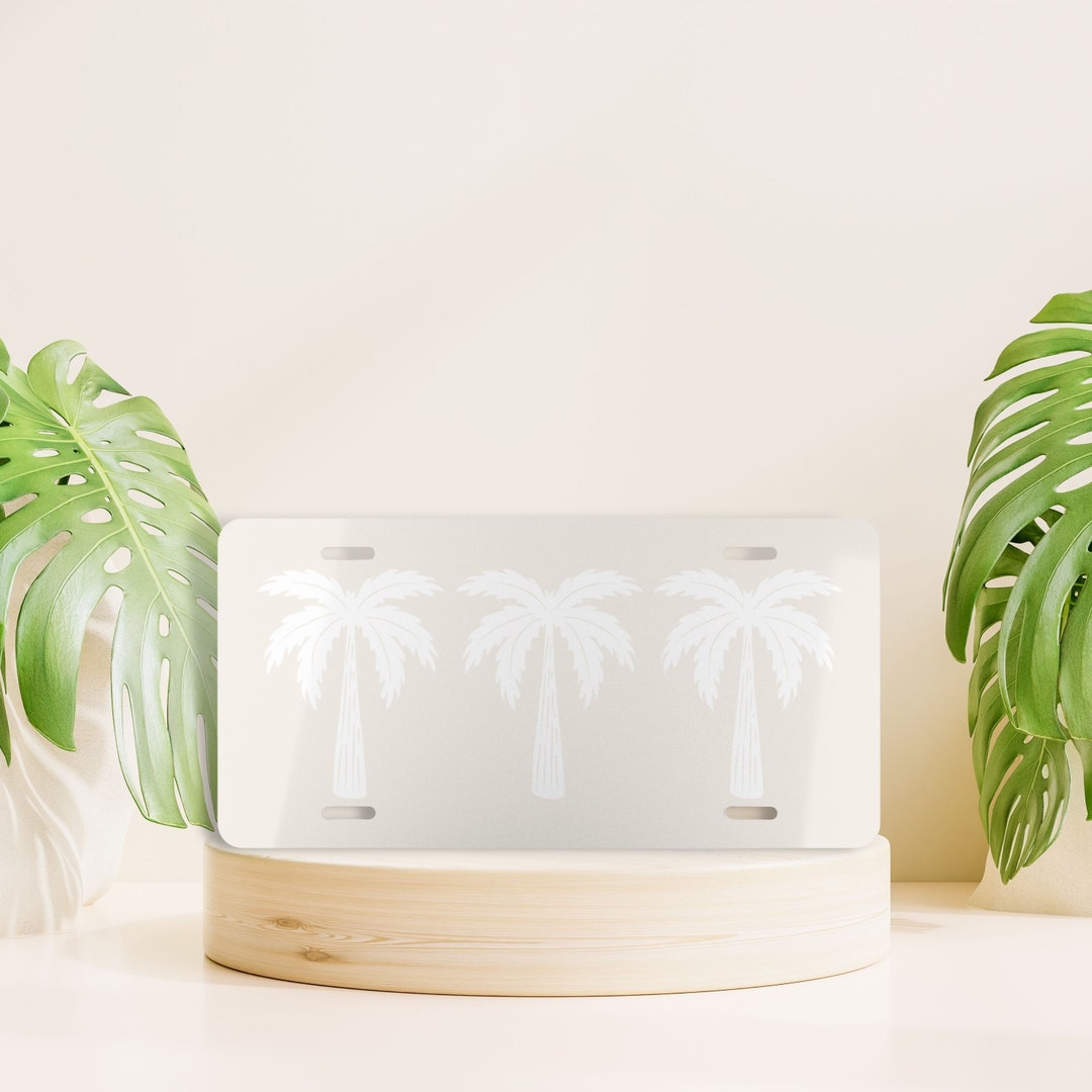 Tan Palm Tree License Plate, Beach Vanity License Plate, Coastal Front ...