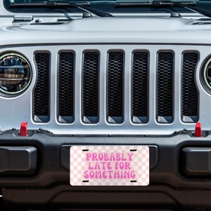 Pink Funny License Plate, Retro License Plate, Pink Front License Plate ...