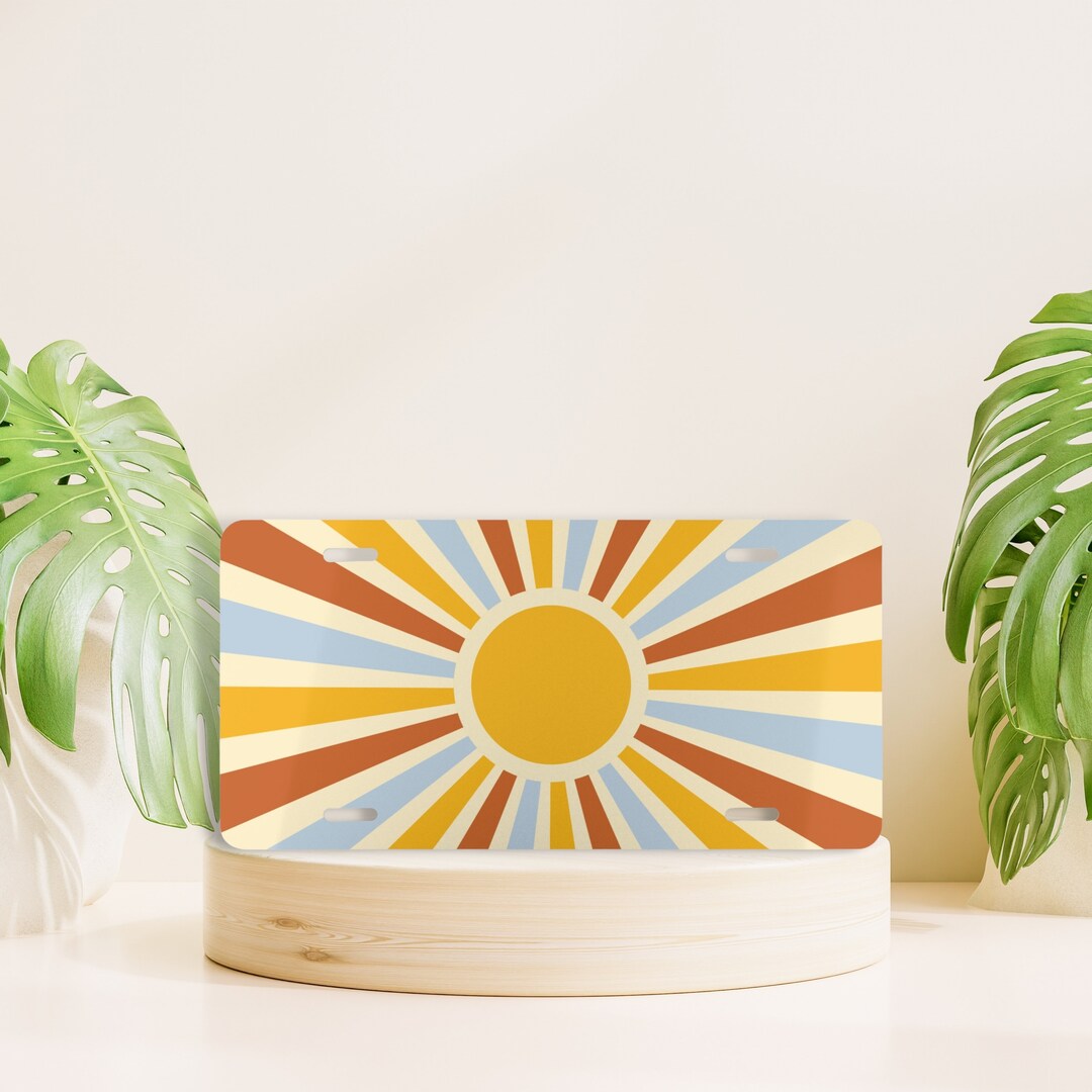 Retro Sunshine License Plate, Multicolor Vanity License Plate, Sunshine ...