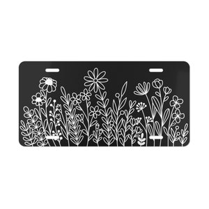 Wildflower License Plate, Black and White Vanity License Plate, Minimal ...