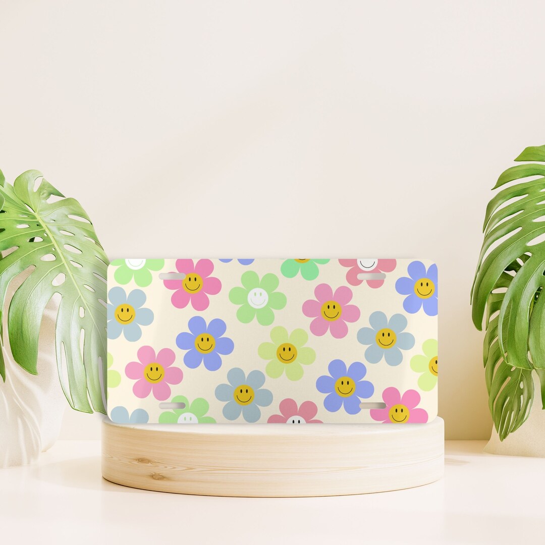 Retro Daisy License Plate, Trendy Flower License Plate, Cute Car ...