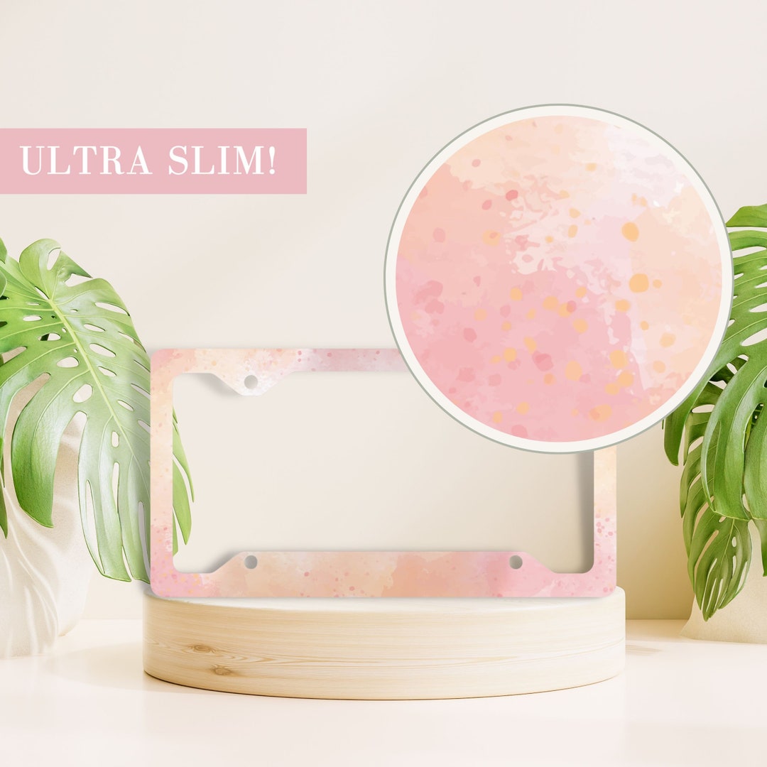 Pink and Peach License Plate Frame, Water Color License Plate Frame ...
