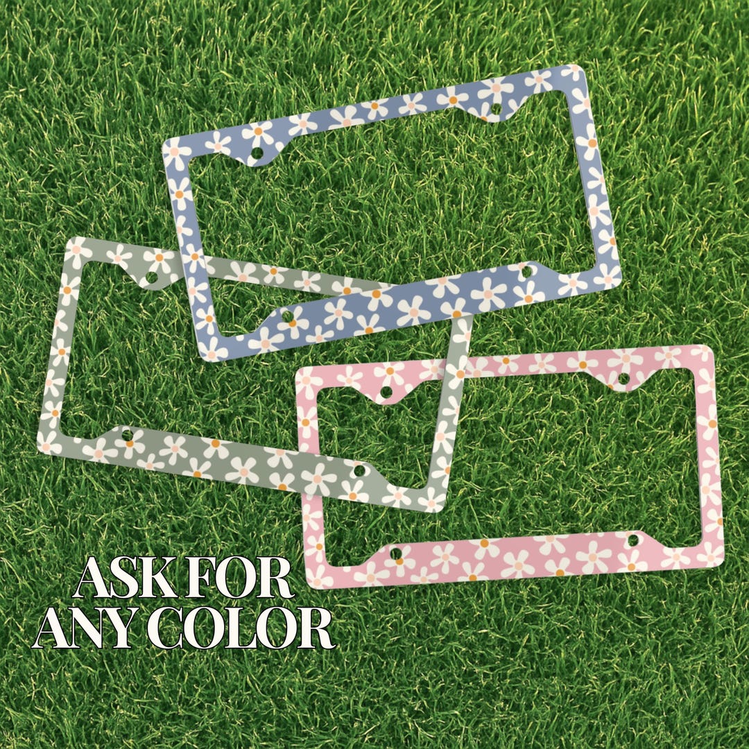Daisy License Plate Frame, Custom Color License Plate Frame, Floral ...