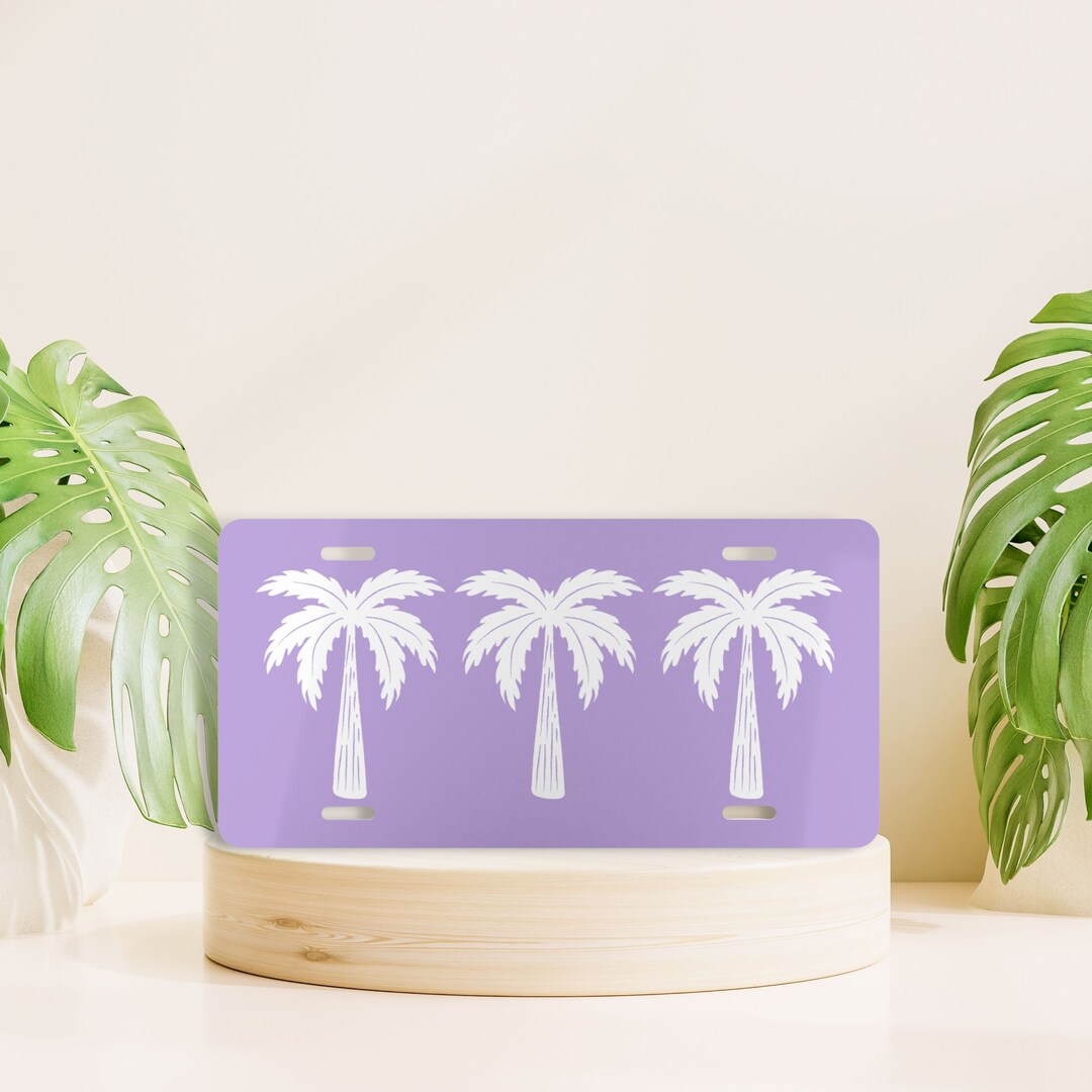 Purple Front License Plate, Palm Tree License Plate, Tropical Vanity ...