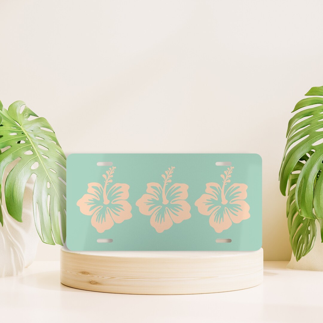 Hibiscus Flower License Plate, Coastal License Plate, Floral Front ...