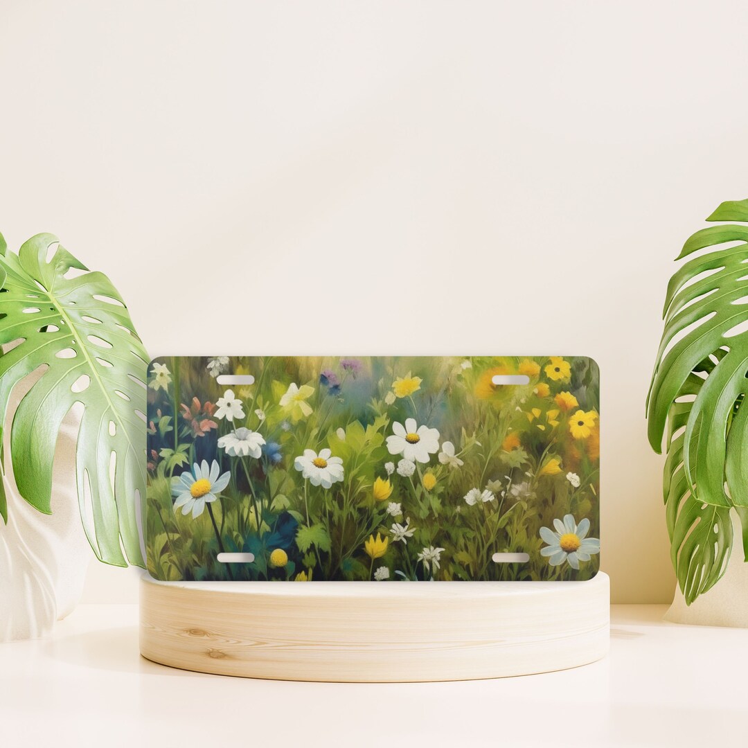 Daisy Front License Plate, Wildflower Vanity License Plate, Floral ...
