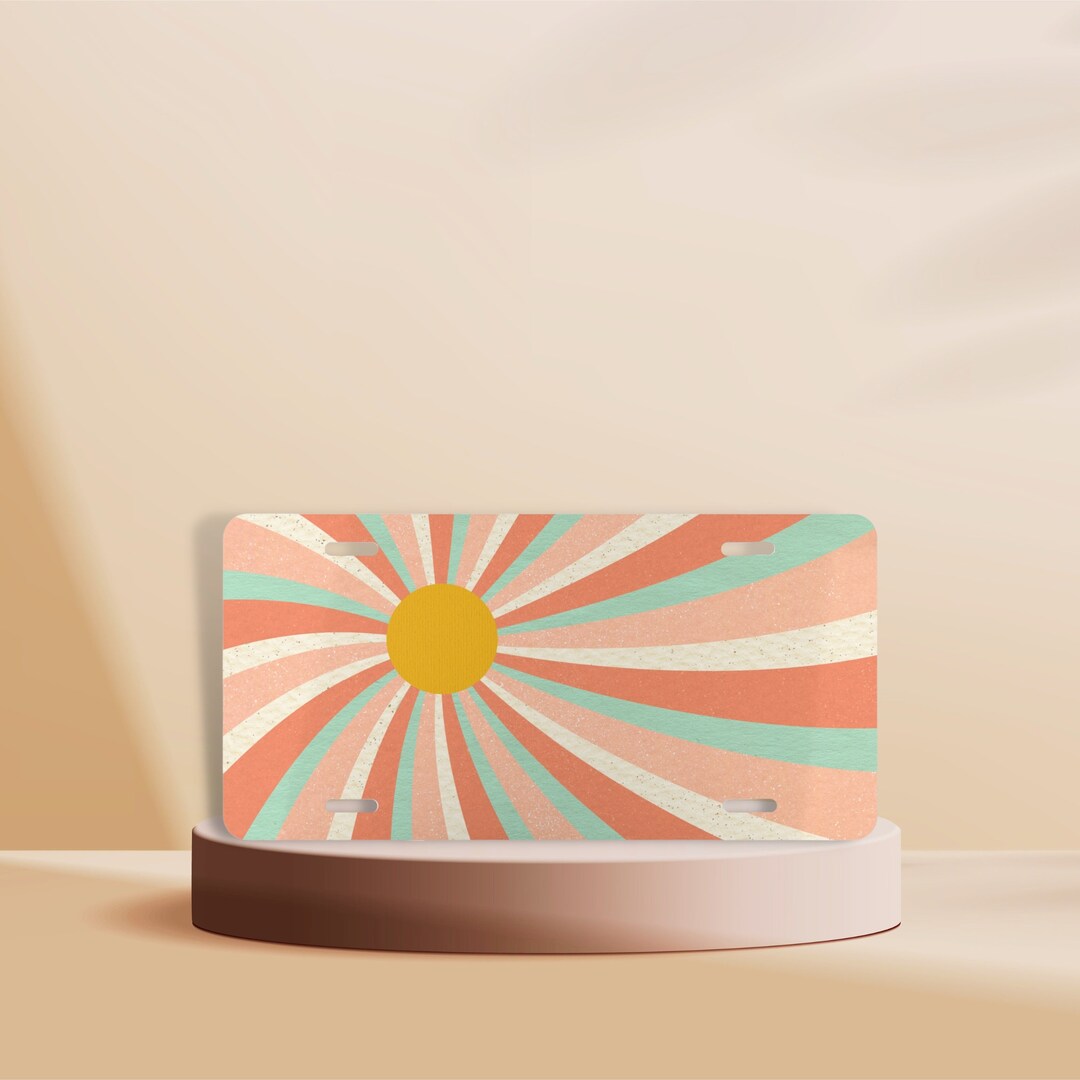 Retro Sunshine License Plate, Multi-color Front License Plate, Groovy ...