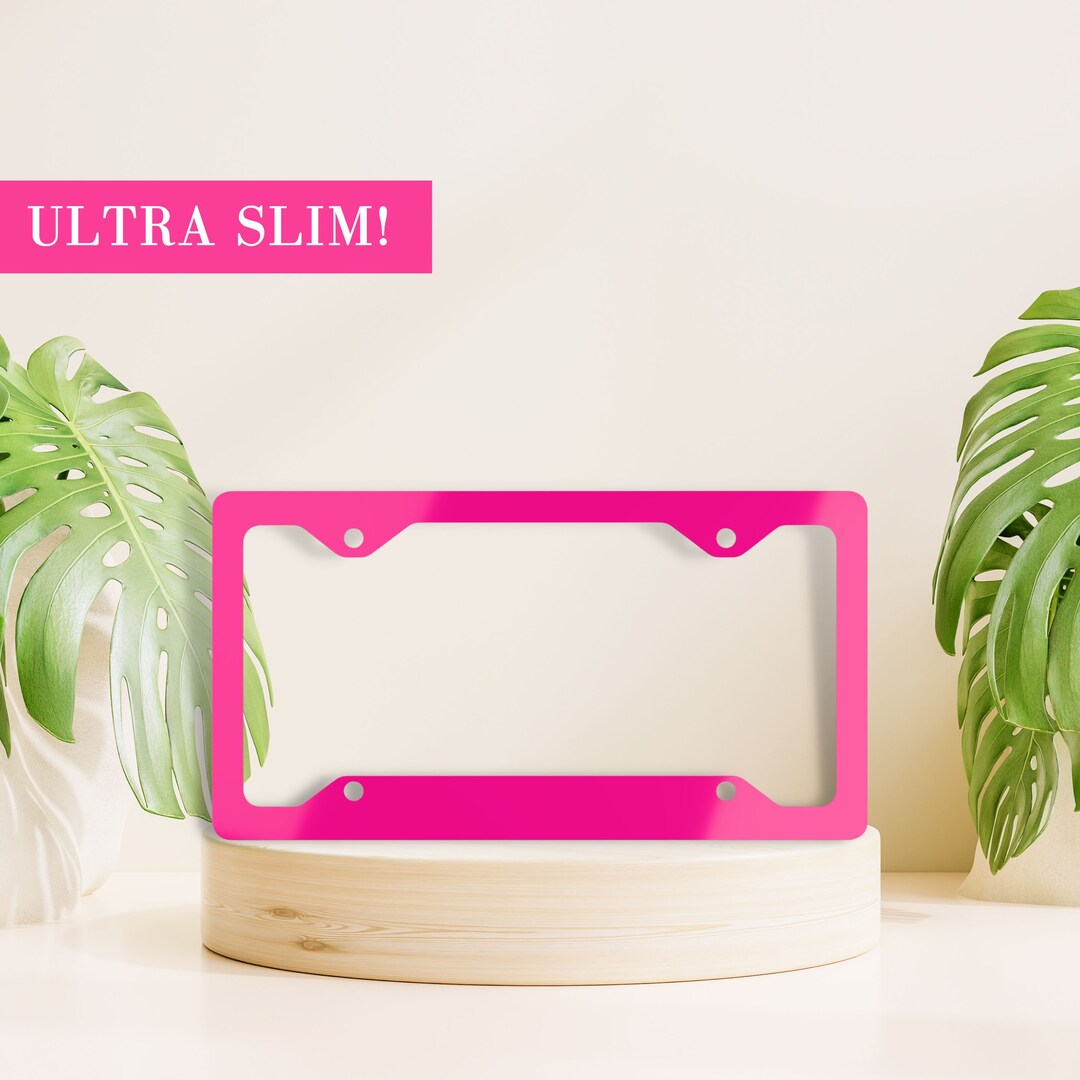 Hot Pink License Plate Frame, Bright Pink License Plate Holder, Cute ...
