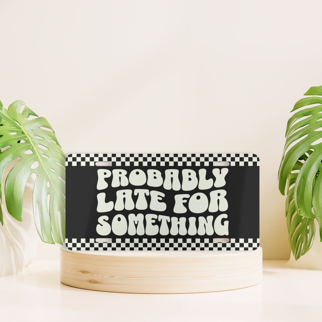Retro License Plate, Funny Front License Plate, Checker Print Vanity ...
