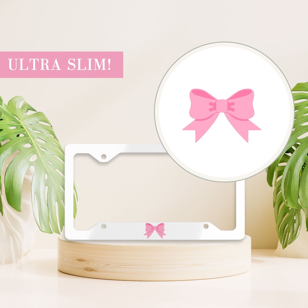 Pink Bow License Plate Frame, White License Plate Frame, Girls License ...