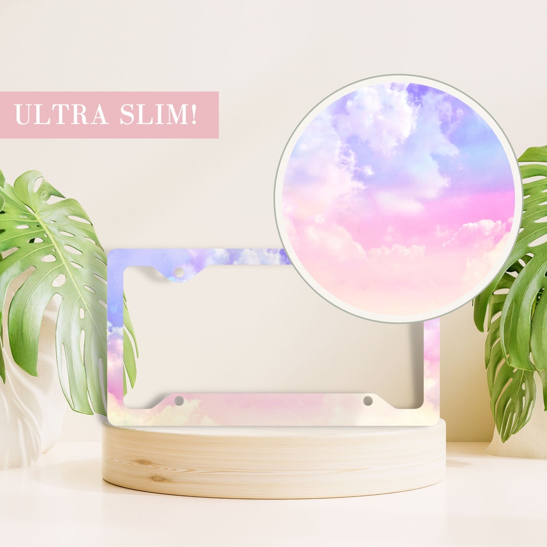 Pink Sunset License Plate Frame, Cloud License Plate Holder, Colorful ...