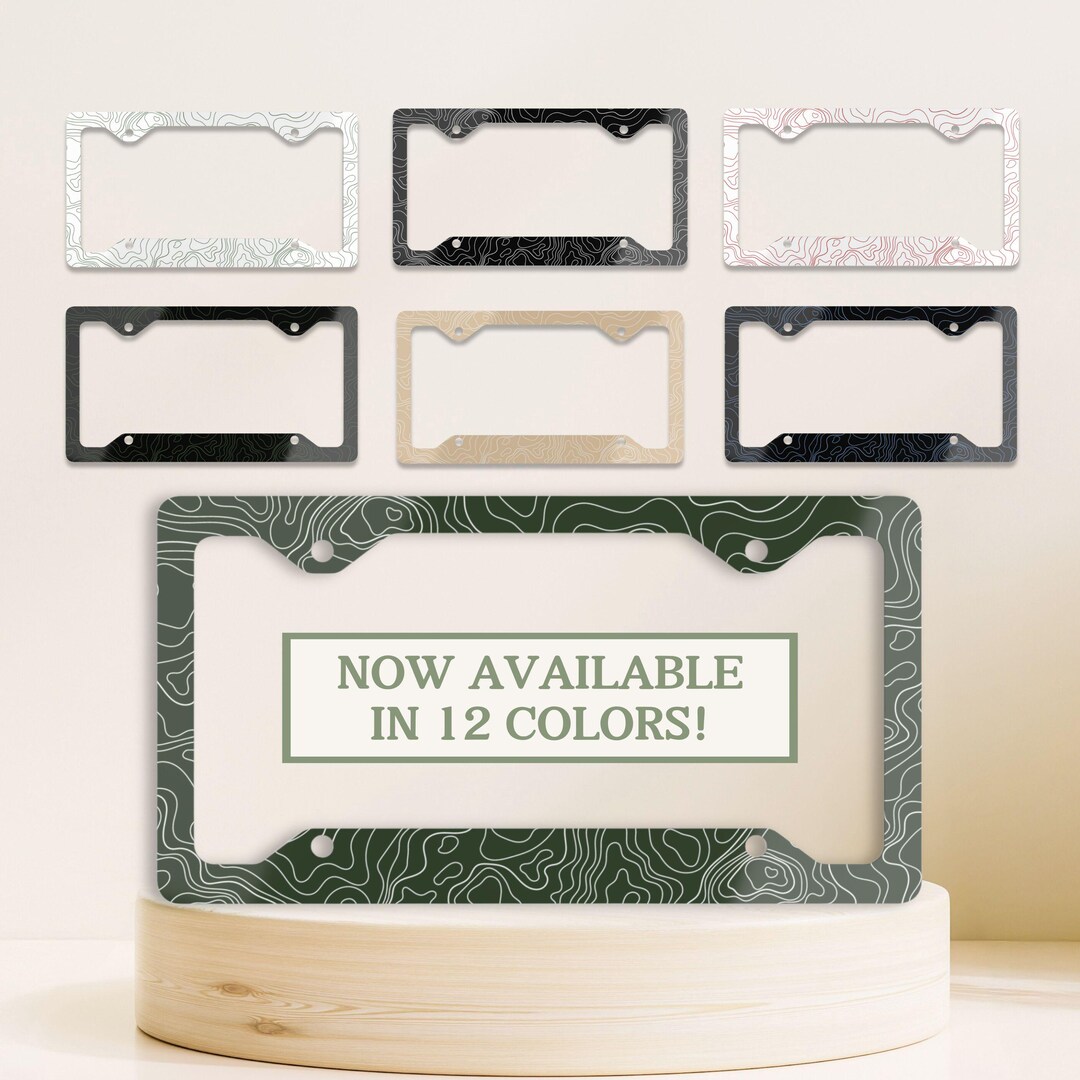 Topographic Map License Plate Frame, Minimal License Plate Frame, Mens ...