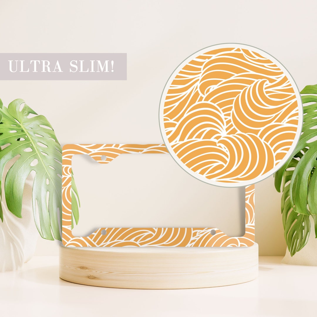 Orange License Plate Frame, Wave License Plate Frame, Surfer Gift ...