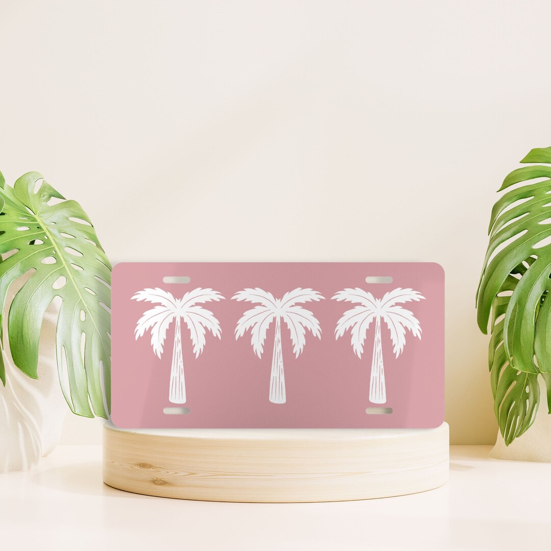 Pink License Plate, Coastal License Plate, Palm Tree Front License ...