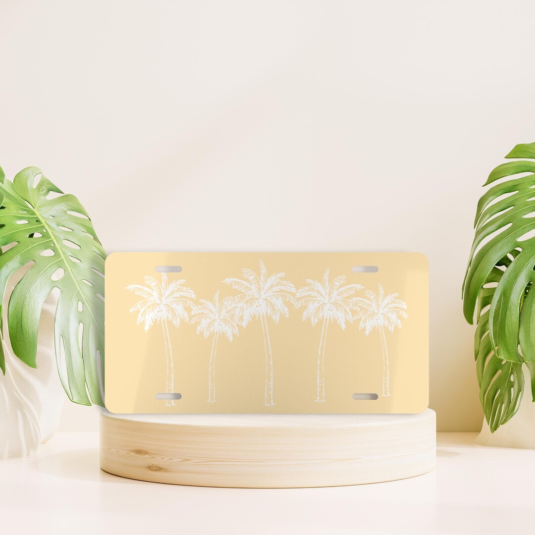 Palm Tree License Plate, Yellow Front License Plate, Cute Car Accessory ...