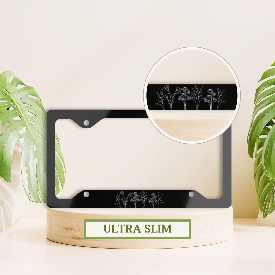 Black Floral License Plate Frame, Cute License Plate Frame, Dainty ...