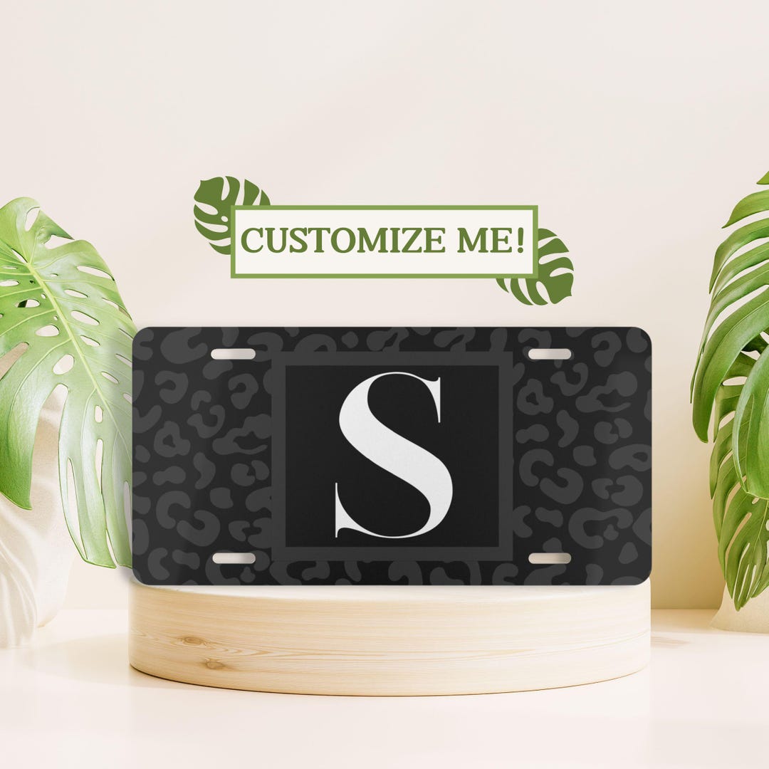 Custom Initial License Plate, Personalized Front License Plate, Black ...