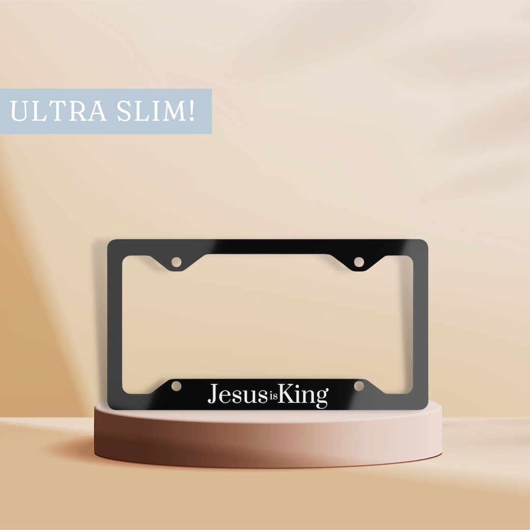 Christian License Plate Frame, Jesus is King License Plate Frame, Black ...