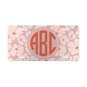 Custom Monogram License Plate, Pink Floral License Plate, Girls Vanity ...