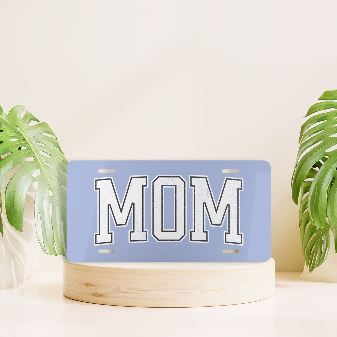 Mom License Plate, Blue Front License Plate, Retro Mom Vanity License ...