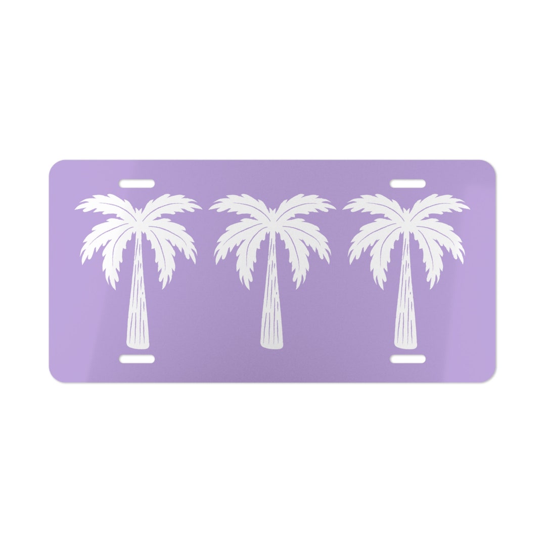 Purple Front License Plate Palm Tree License Plate Tropical - Etsy
